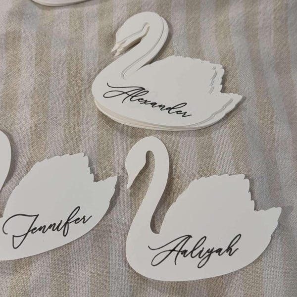 Calligraphy Swan Place Cards: Elegant Wedding & Party Decor - Etsy