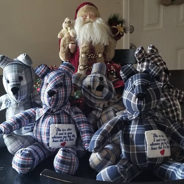 5 Memory Bears Made From Loved Ones Clothing - Etsy