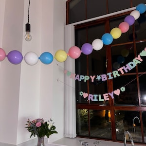 Personalised Birthday Bunting in Pastel Colours - No Age - SINGLE NAME ...