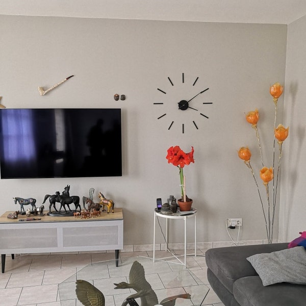 Large Wall Clock, Mirror Gold, Gray Clock, Wall Clock, Gift, Wall Decor ...