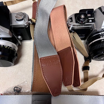 Flower Field Tan Camera Strap Design With Brown Vegan Leather - Etsy