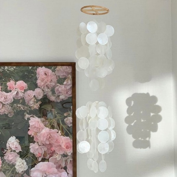 Large Capiz Shell Wind Chime | Special Gift, Mom Gift, Capiz Shell ...
