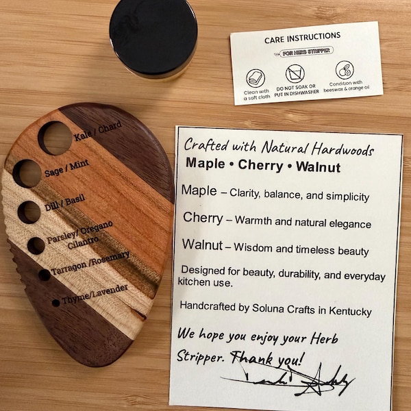Hardwood Herb Stripper Tool – Maple, Cherry & Walnut – Handcrafted ...