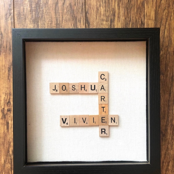 Scrabble Box Wooden Scrabble Tiles in Black Shadow Box - Etsy