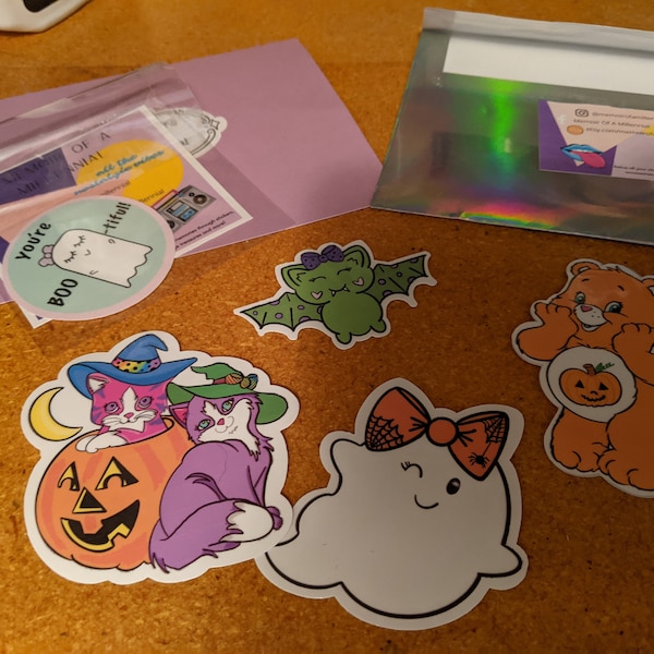 90s Halloween Kittens Neon Halloween 90s Halloween Rainbow Sticker - Etsy