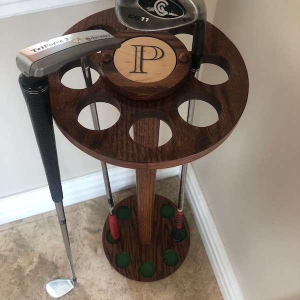 Golf Club, Putter Display Rack. ROTATING, 24 Club Oak Wood. Beautiful ...