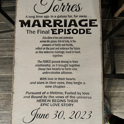 Personalized Carved Wooden Sign marriage the Final Episode ... Star ...