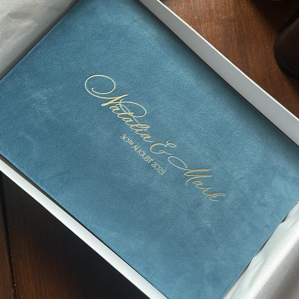 Linen Wedding Photo Album - Modern Wedding Gift, Anniversary Scrapbook ...