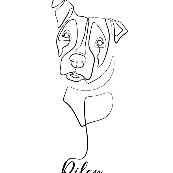 Custom Dog Portrait, Line Drawing, Pet Art, Line Dog Portrait, Dog ...