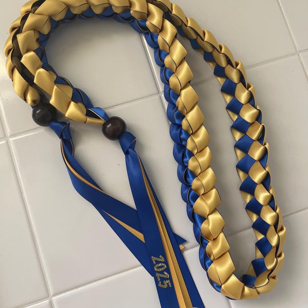 Open Colorblock Lei, Grad Lei, Satin Braided Lei, Ribbon Lei ...