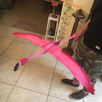 Wooden Flying Mobile Bird Objet D'art Wooden Pink Flamingo - Etsy