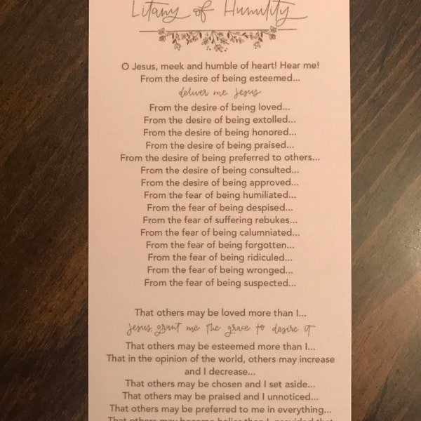 Litany of Humility Prayer - Deliver Me Jesus - Catholic Prayer Card ...