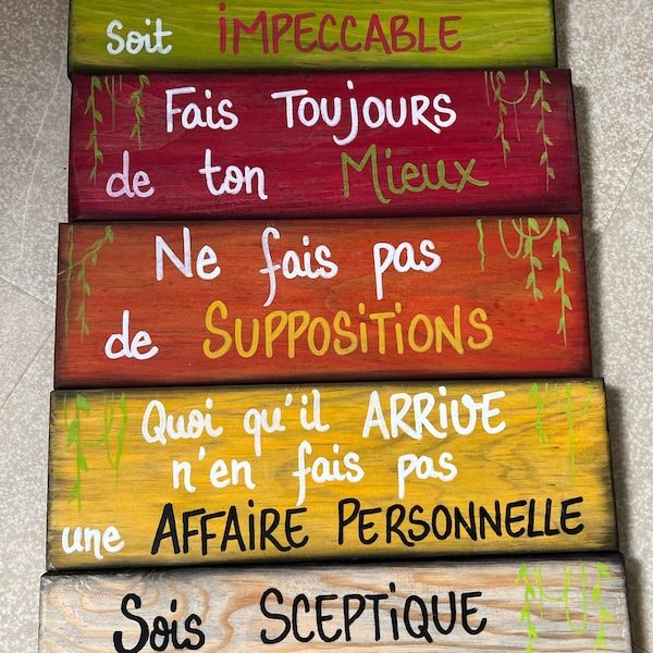 Les 5 Accords Toltèques sur mesure, Peinture sur bois, décoration ...