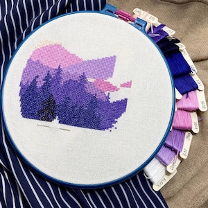 North Carolina State Map Modern Cross Stitch Pattern Mountain | Etsy
