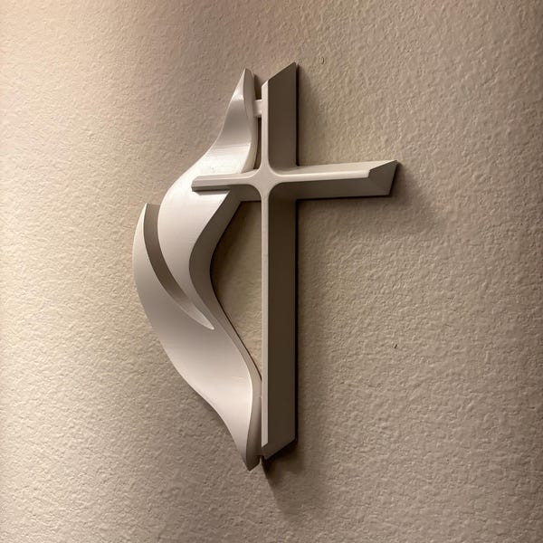 3D United Methodist Cross and Flame - Etsy