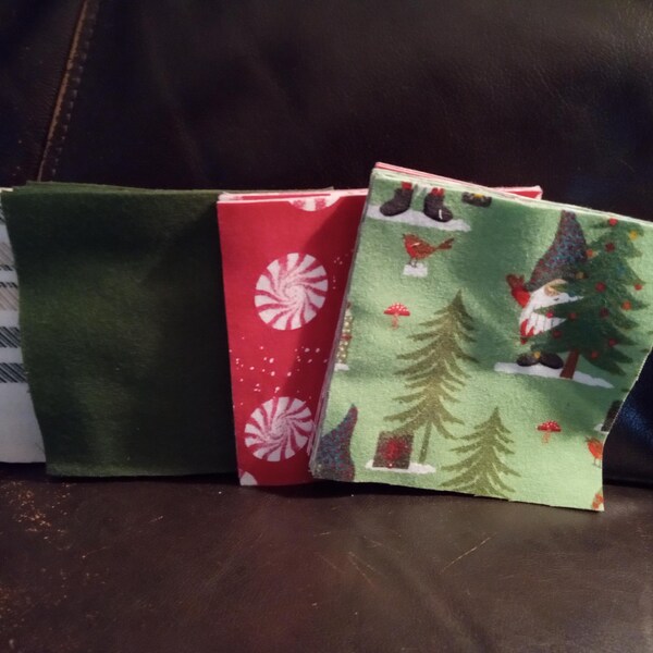 134 Pre-cut 5” Christmas Winter Tree Snowflake Green Red Plaid Flannel ...