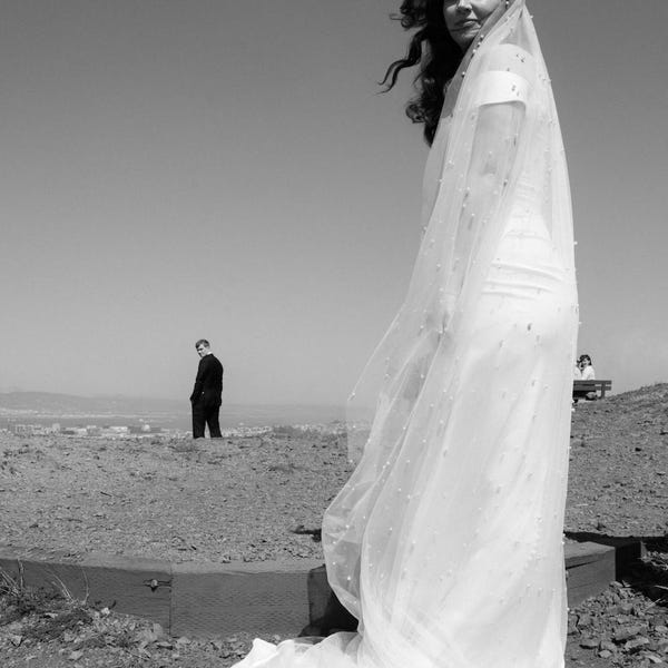 Modern Veil Extra Wide Double Layered Two Tier Veil Barely There Ivory ...