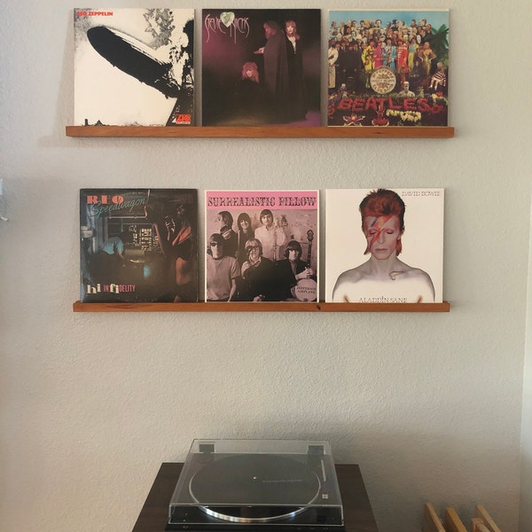 Floating Triple Record Ledge / Solid Hardwood Vinyl Shelf / LP Rail - Etsy