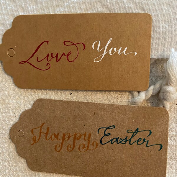 Handmade Calligraphy Kraft Name Tags, Wedding Favors - Etsy