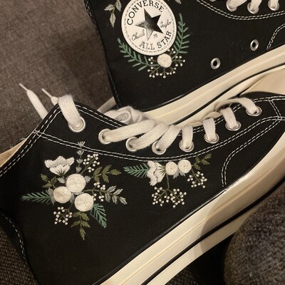 Embroidered Converse/converse Custom Flower Embroidery /bridal Converse ...