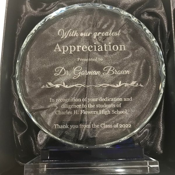 Personalized Crystal Appreciation Plaque, Crystal Employee Retirement ...