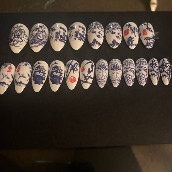 Chinese Porcelain Nails, Fake Nails, Press on Nails. Chinese Tea Pot ...