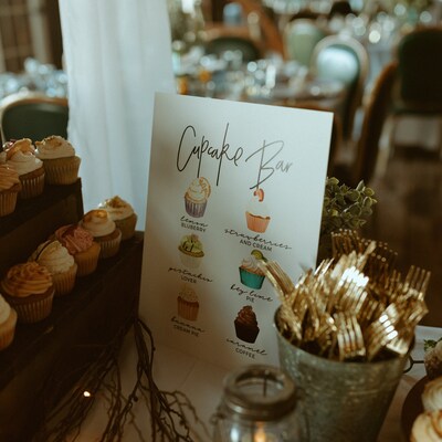 Cupcake Menu Sign, Cupcake Bar Sign, Minimalist Dessert Sign, 120 ...