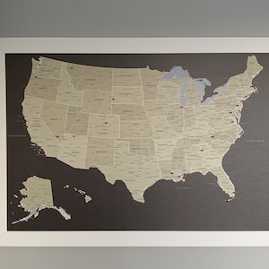 Personalized Executive US Travel Map With Pins and Frame push - Etsy