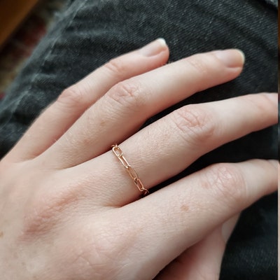 Dainty Paper Clip Chain Ring in Gold, Sterling Silver, Rose Gold ...