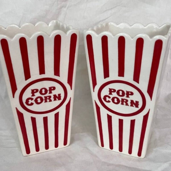 Stoneware Retro Popcorn Bucket Ceramic Flower Vase Handmade Ceramic ...