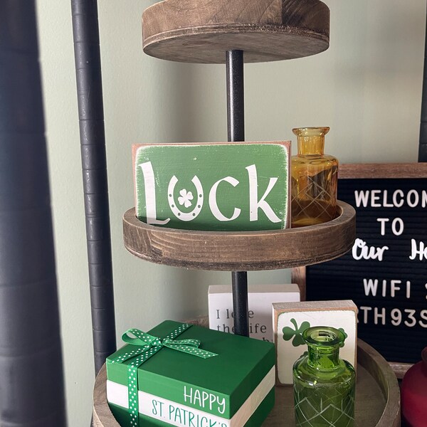 Christmas Mini Book Stack Tiered Tray Decorations Wooden Books ...