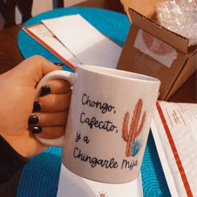 Chongo, Cafecito, Y a Chingarle Mija Mug Spanish Mexican Mug Funny Mug ...