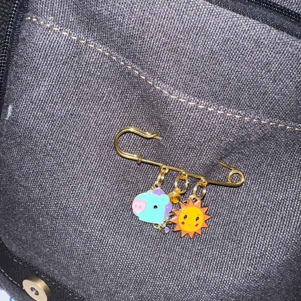 BTS21 Charm Safety Pin/brooch. Safety Pin Decoration. BTS Chain Pin ...