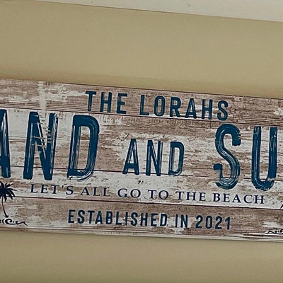 Coastal Sand and Surf Wall Decor, Rustic Chic Beach House Sign, Beach ...