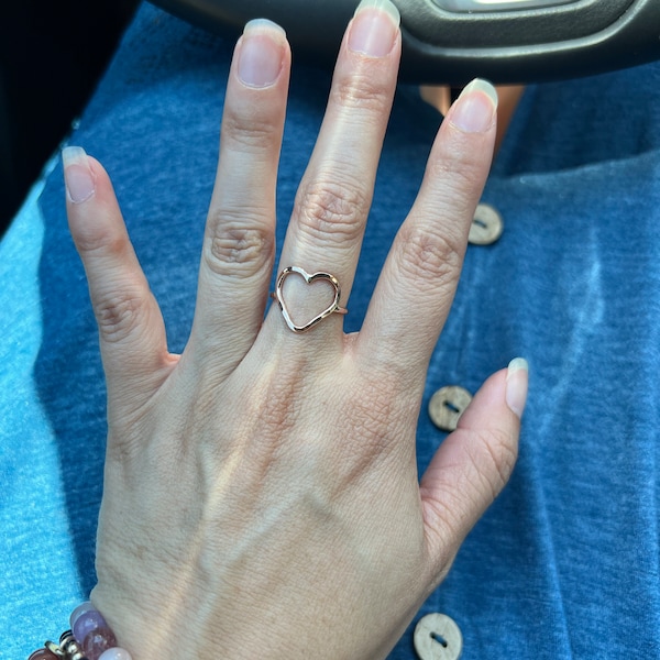 Valentines Gift for Her / Heart Ring / Simple Rings / Open Heart Ring ...