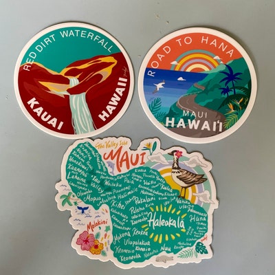 Kawaii Oahu Map Sticker Hawaii - Etsy