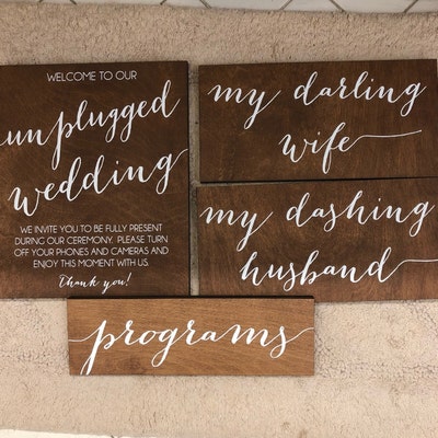 Mr and Mrs Signs My Dashing Husband My Darling Wife Wooden Wedding ...