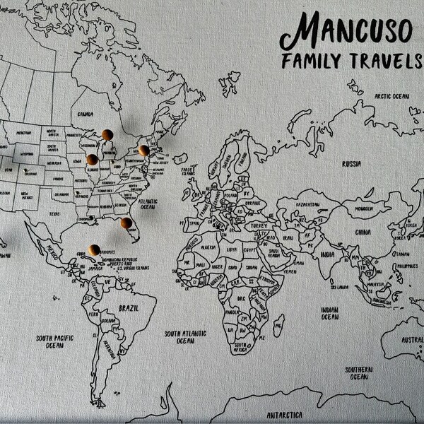 World Push Pin Personalized Map, Custom Push Pin Map for Travels ...