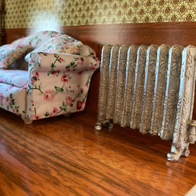 Dollhouse Miniature Radiator Large Silver Fancy 1:12 Scale Resin ...