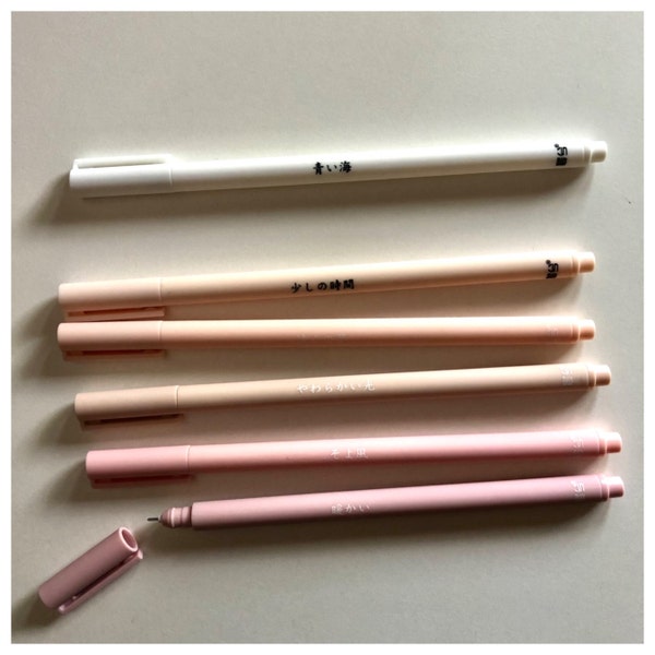 Slim Black-ink Pastel Color Set Gel Pens - Set of 6 - Etsy
