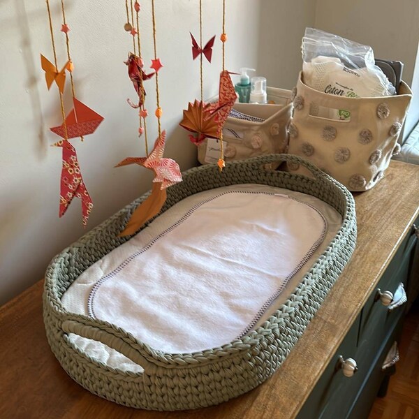 Handmade Baby Changing Tray Crochet Basket, Nursery Basket for Diaper ...