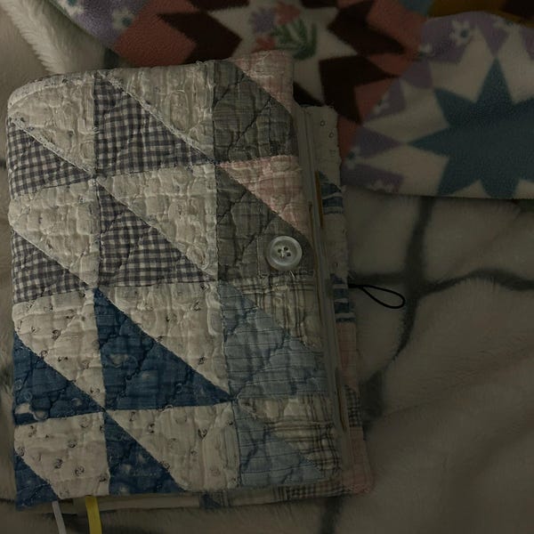 Handmade Quilted Journal Cover, Vintage Quilt Journal Cover ...