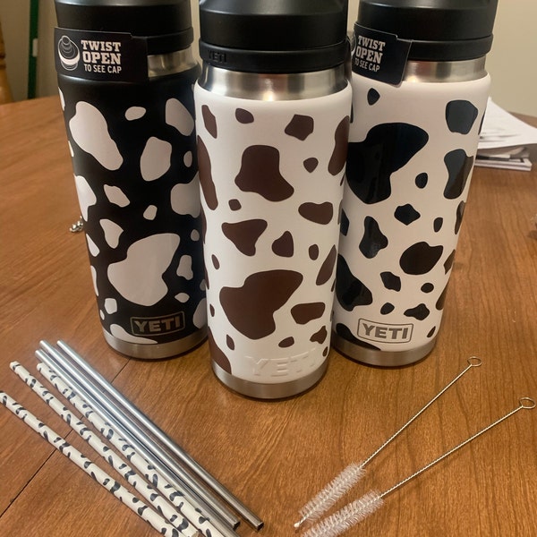Yeti Brand Cow Print Stainless Steel Tumbler - Etsy