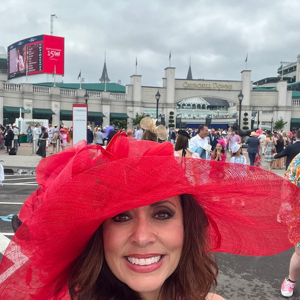 M509 ( Red/black ) Kentucky Derby Hat, Church Hat, Wedding Hat, Tea ...