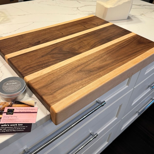 Maple & Walnut Dough Board/ Hardwood Cutting Board With Lip ...