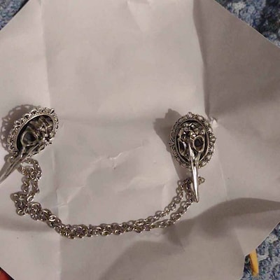 Bronze Collar Pin With Leaves and Chains, Lapel Pin Elegant Gothic ...