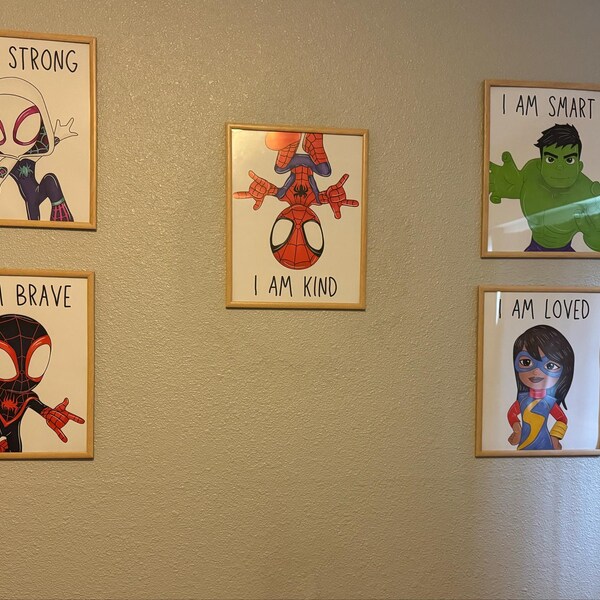 8 Superhero Wall Art, Superheroes Poster, Set of Nursery Prints, Boys ...