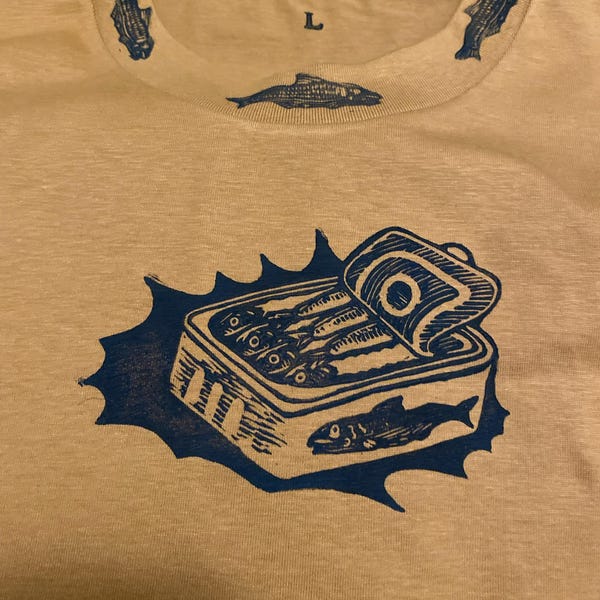 Hand Printed Birds Cotton Tee: Linocut Block Print, Bow Sleeve - Etsy