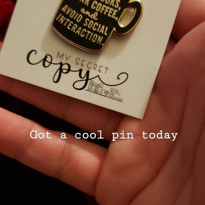 Coffee Lover Pin Antisocial Enamel Pin Books and Coffee - Etsy