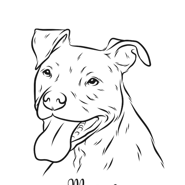 Custom Line Drawing Pet| Dog Portrait INK| Tattoo Commission| Line Art ...